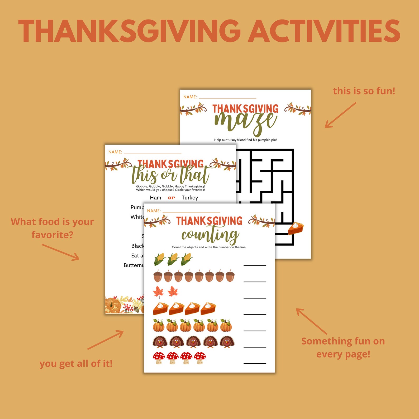 Thanksgiving Printables, Preschool Thanksgiving Activities, Preschool ...
