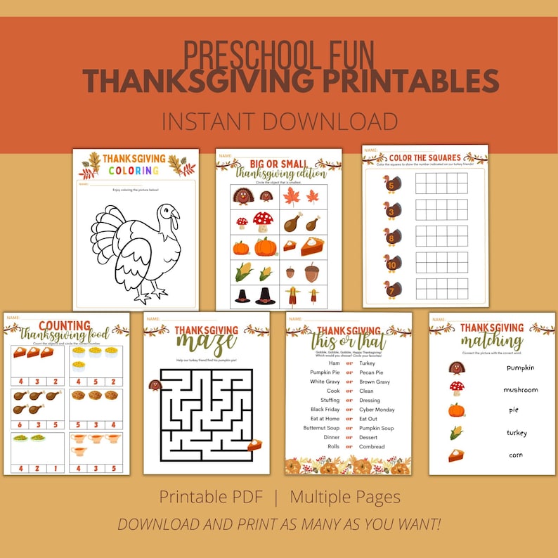 Thanksgiving Printables, Preschool Thanksgiving Activities, Preschool ...