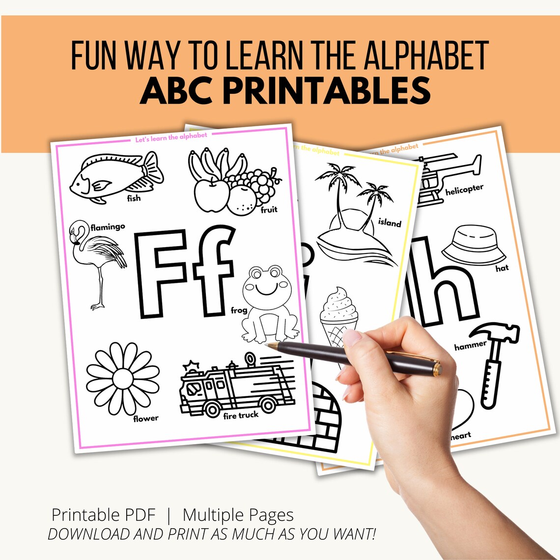 Alphabet Coloring Pages ABC Coloring Preschool Coloring - Etsy