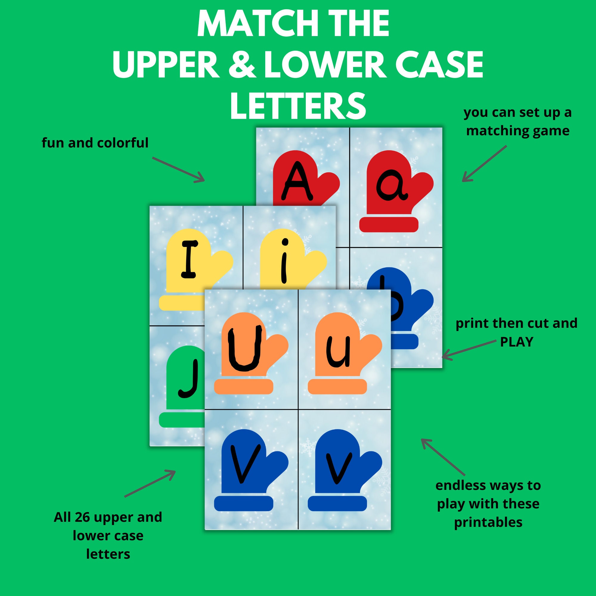 Winter Letter Matching, Mitten Letter Matching, Winter Preschool ...