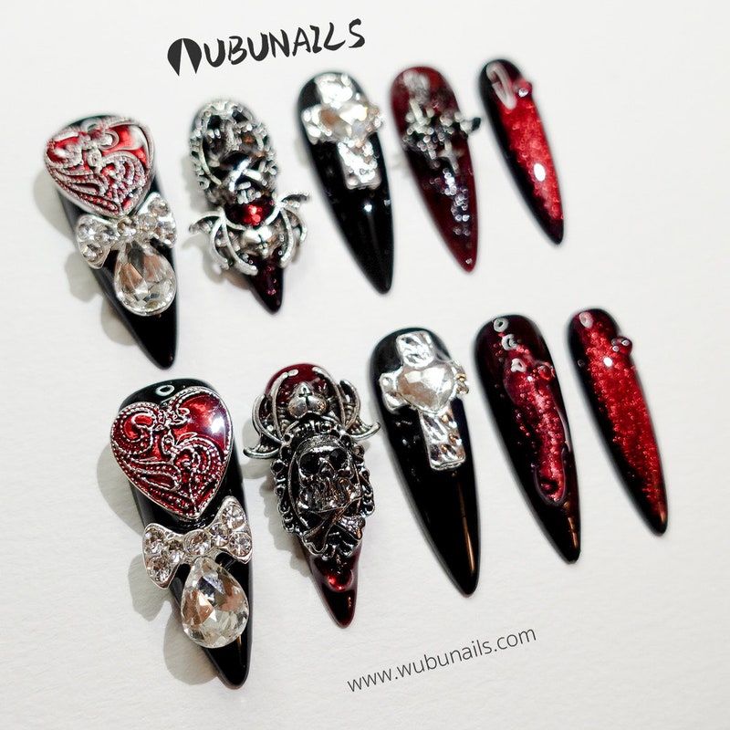 Long Fake Black Nails - Etsy