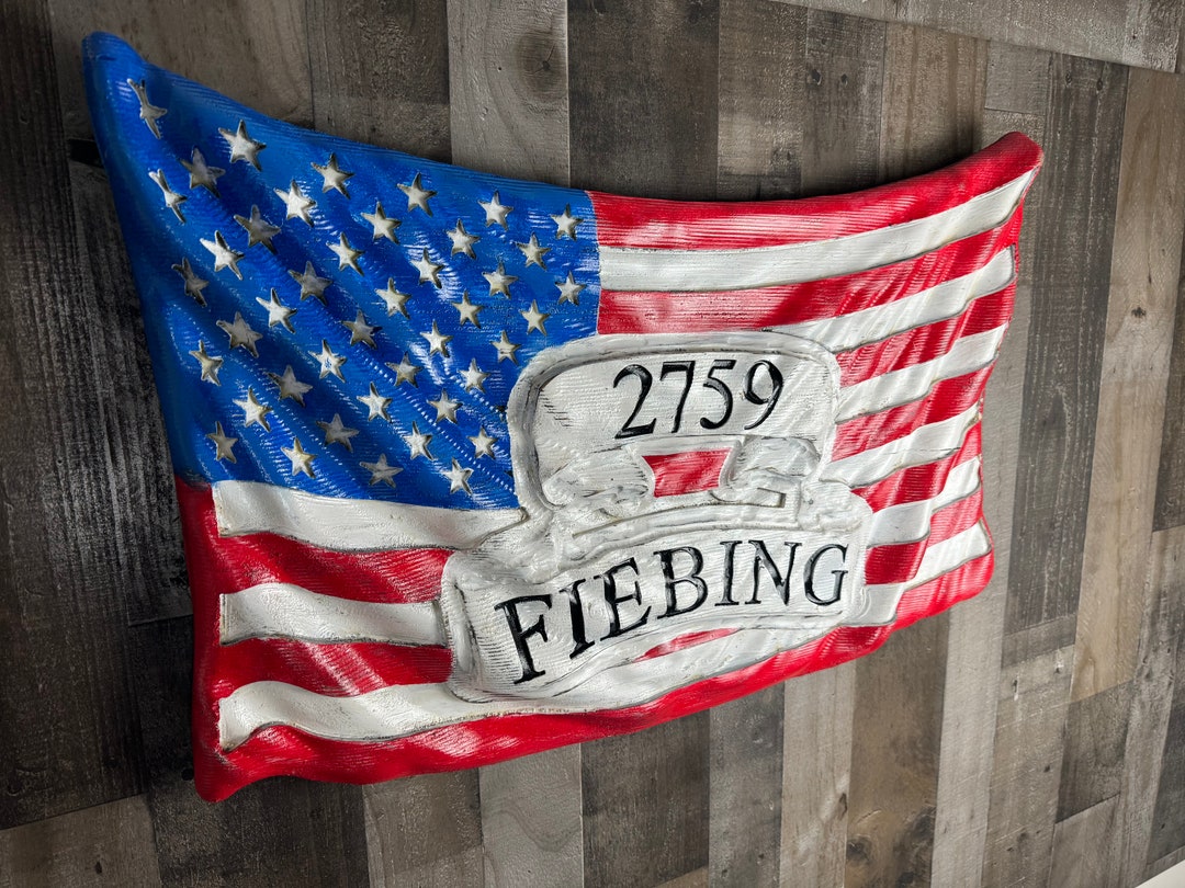 Wood American Flag Home Address Sign Personalized Gift for Father ...