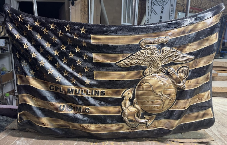 Custom Military Flag (BLACKOUT) Personalized Engraved Wood Decor - Etsy