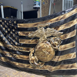Custom Military Flag (BLACKOUT) Personalized Engraved Wood Decor - Etsy