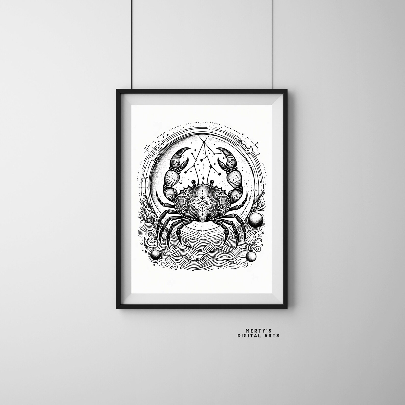 Mystical Cancer: Hand-drawn Zodiac Illustration Art Print Instant ...