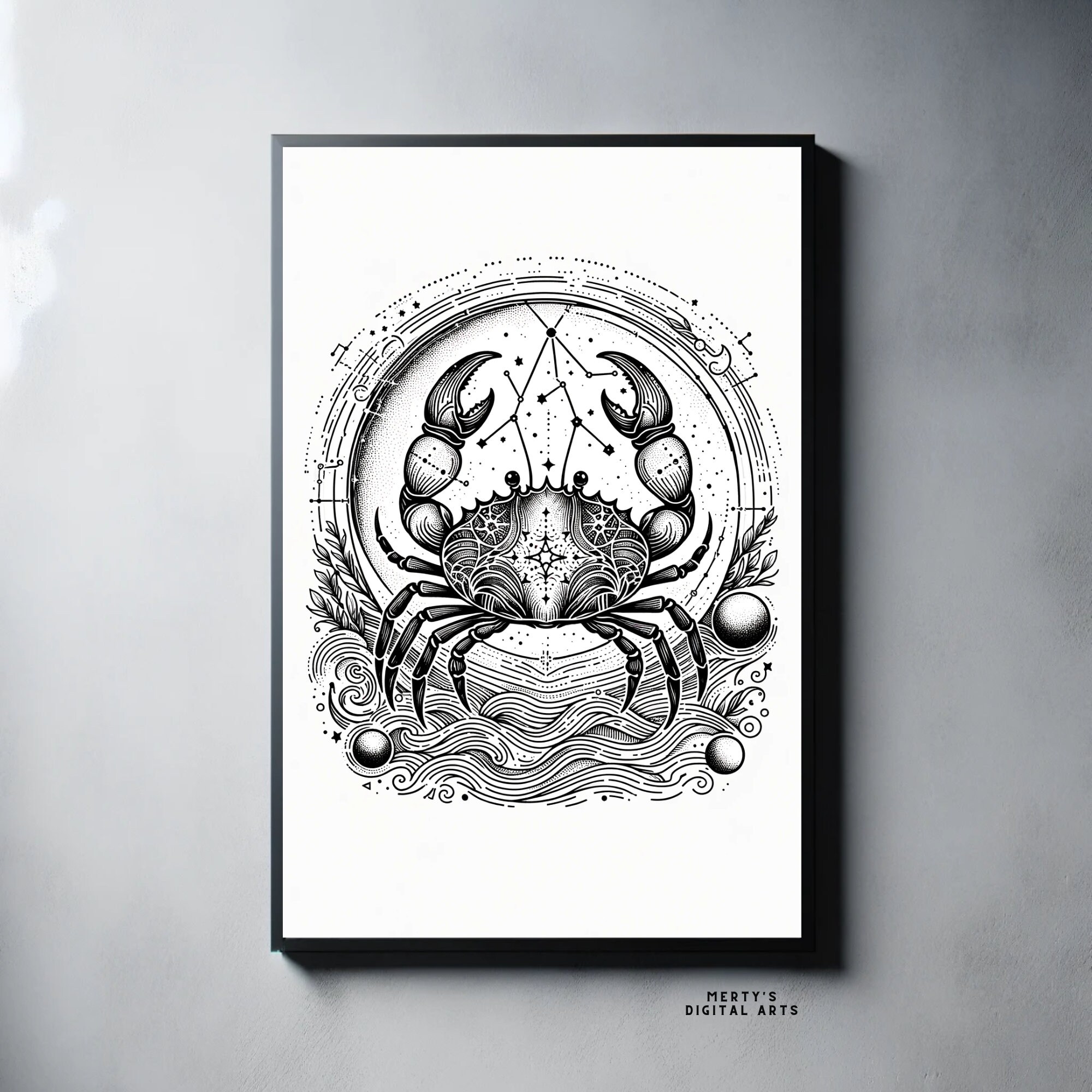 Mystical Cancer: Hand-drawn Zodiac Illustration Art Print Instant ...