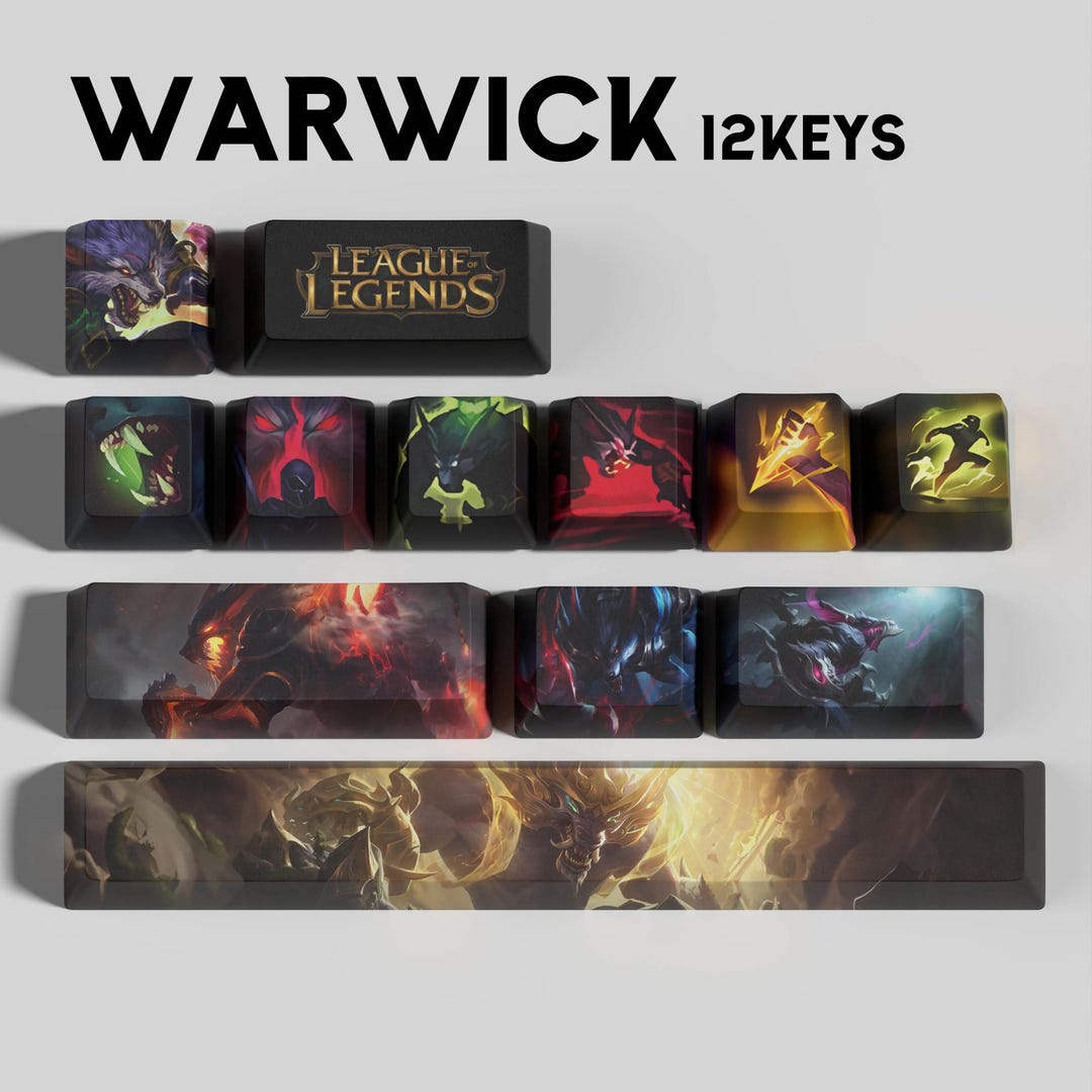Warwick - Keycaps League of Legends 12 PCS + 1 Free Keycap Extractor / OEM Profile / MX Switches ...