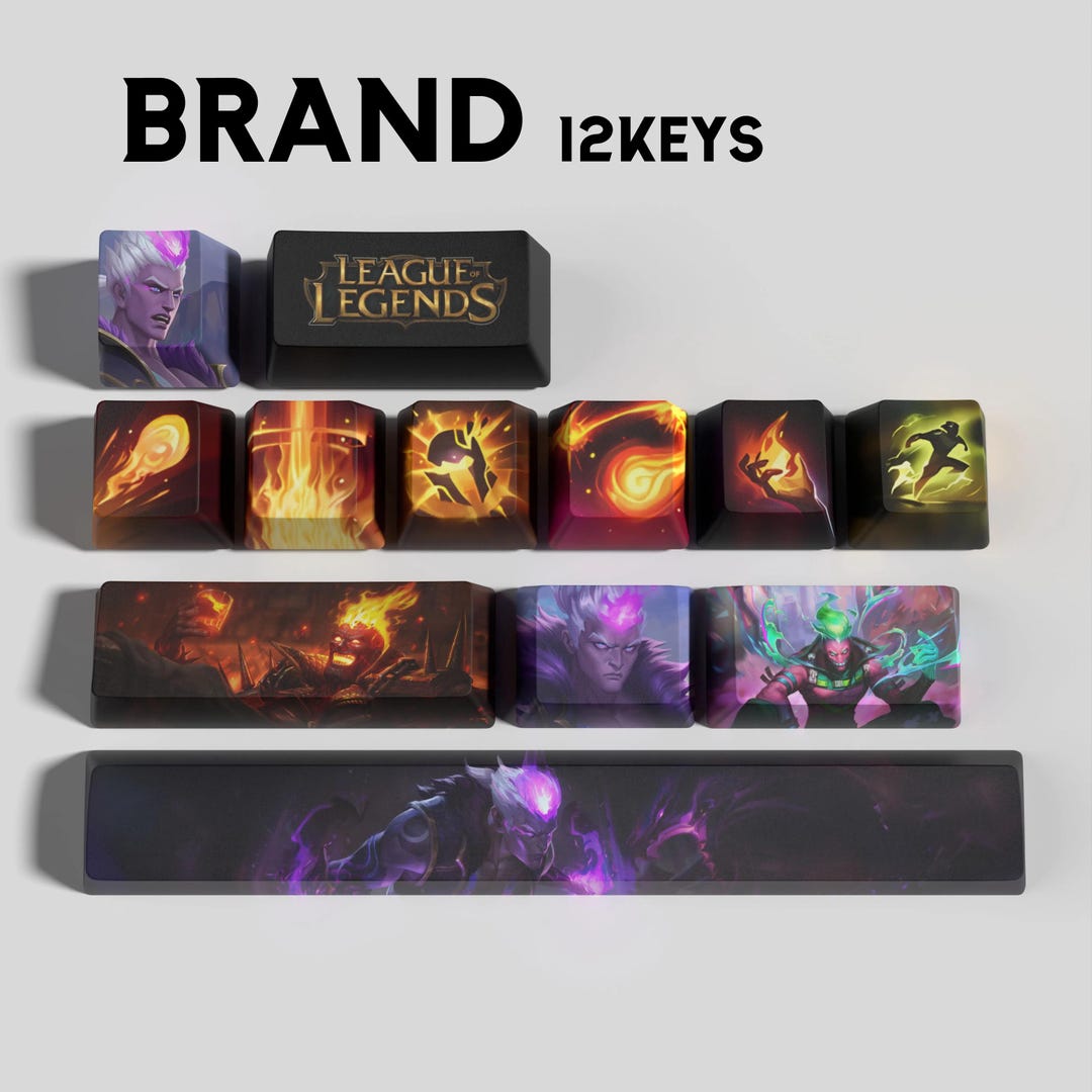 Brand - Keycaps League of Legends 12 PCS + 1 Free Keycap Extractor ...