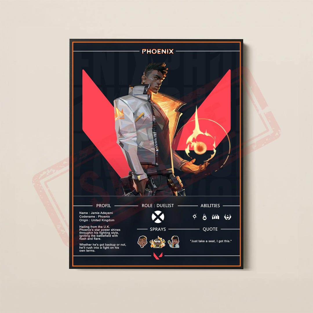 Poster Valorant Phoenix - Vintage Canvas Cloth Photo Print Gaming ...