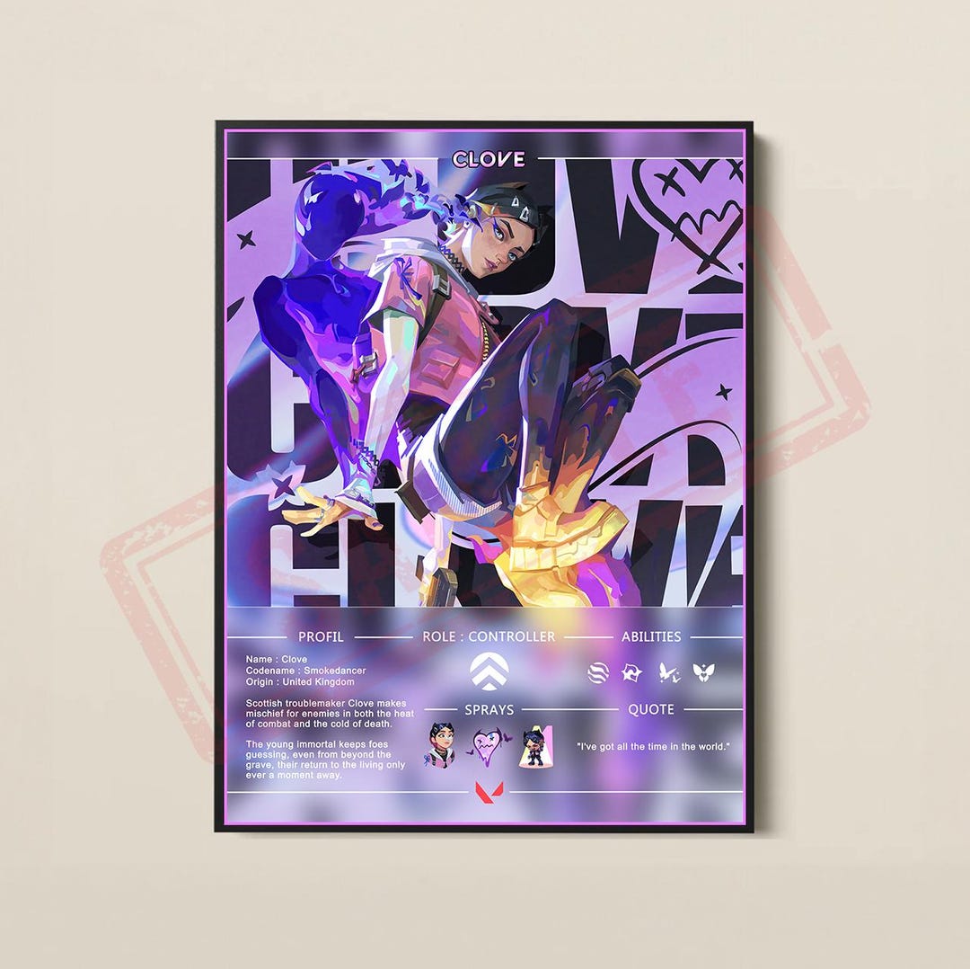 Poster Valorant Clove - Vintage Canvas Cloth Photo Print Gaming Poster ...