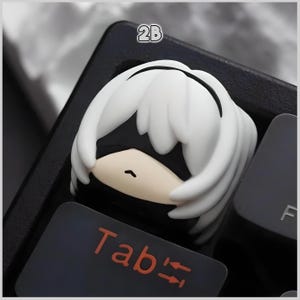 Cute Nier Automata 2B & 9S Keycaps - Handmade Cherry MX Keycaps for ...