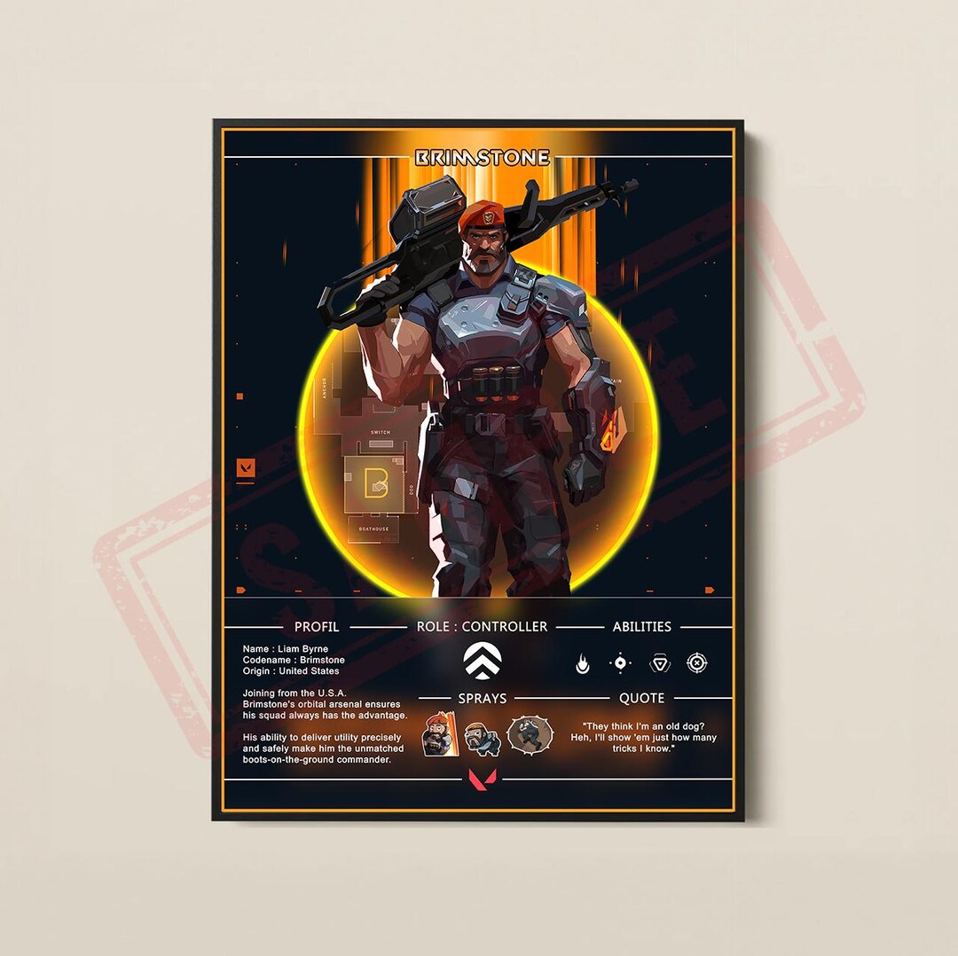 Poster Valorant Brimstone - Vintage Canvas Cloth Photo Print Gaming ...