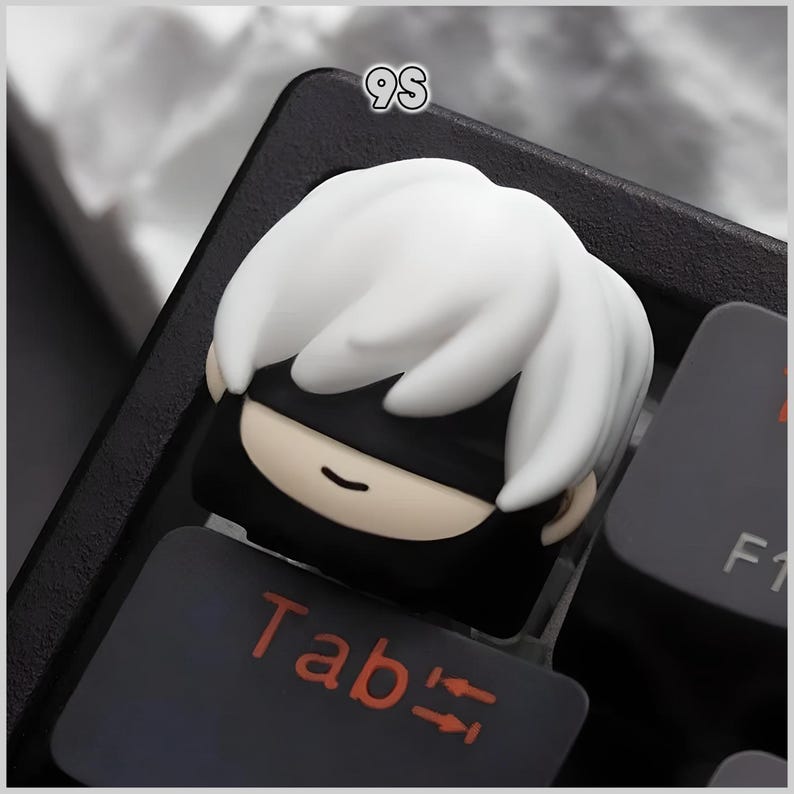 Cute Nier Automata 2B & 9S Keycaps - Handmade Cherry MX Keycaps for ...