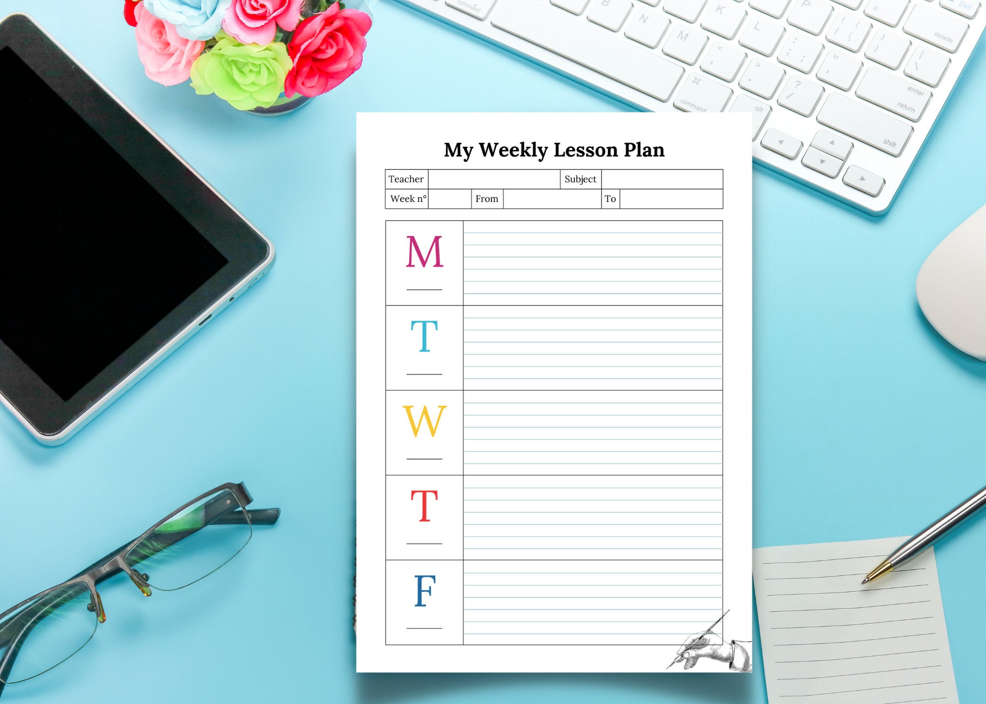 Printable Weekly Lesson Planner Template, Minimalist Teacher Planner 8 ...