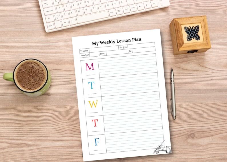 Printable Weekly Lesson Planner Template, Minimalist Teacher Planner 8 ...