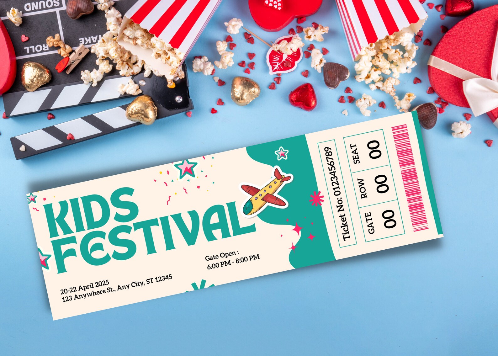 Editable Fun Kids Festival Tickets, Physical Ticket Custom Personalized ...