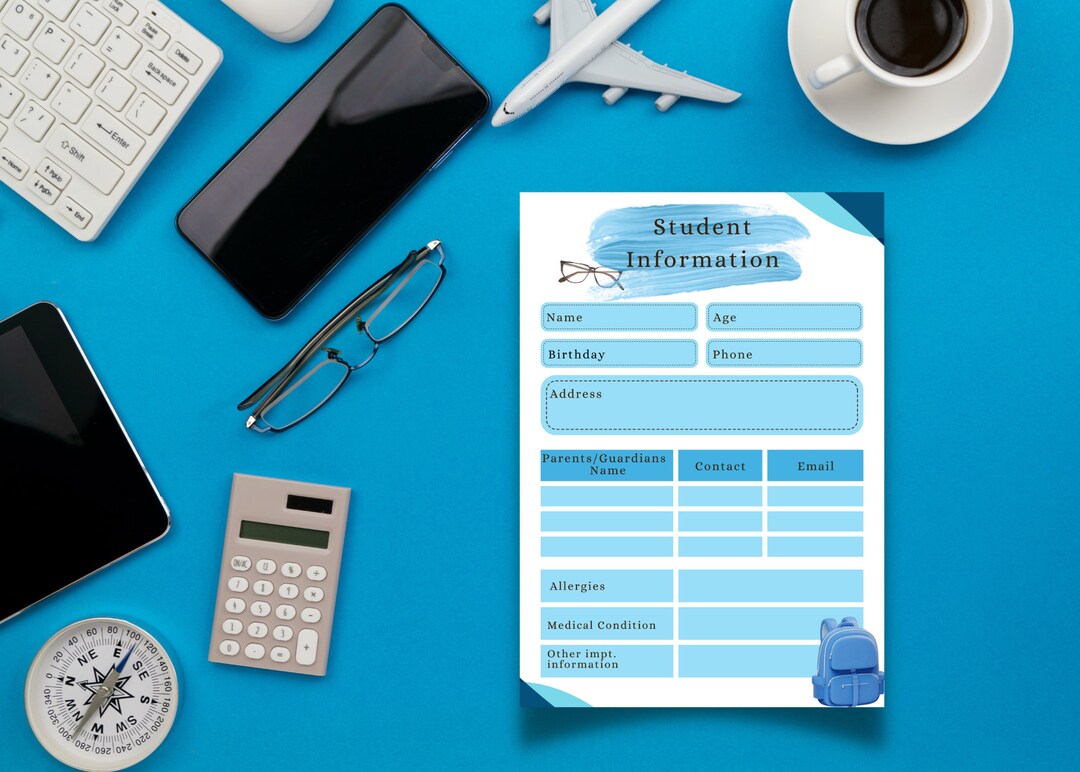 Blue Boho Style Student Information Teacher Planner, Teacher Planner ...