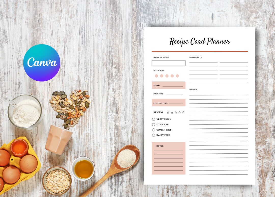 Recipe Book Template Printable, Blank Recipe Page, Cook Book Journal ...