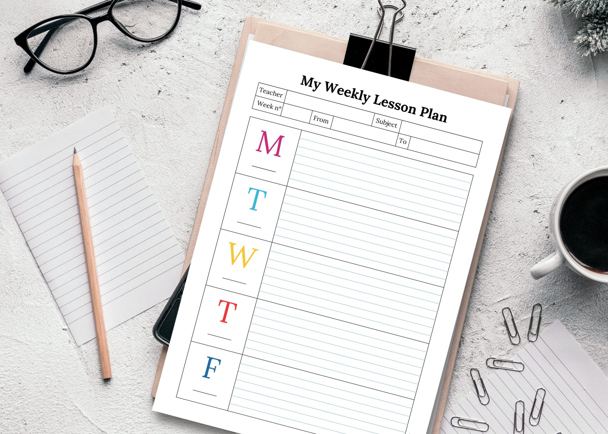 Printable Weekly Lesson Planner Template, Minimalist Teacher Planner 8 ...