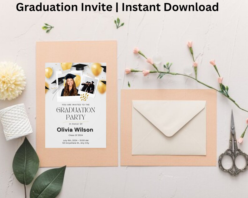 Graduation Invitation 2024 Template, Modern Graduation Announcement ...