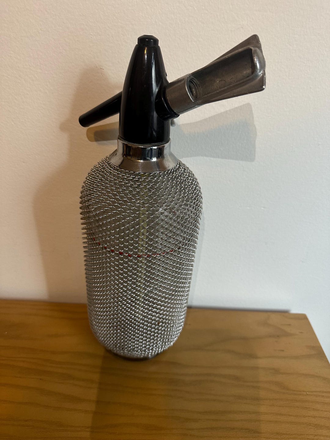 Large Vintage Seltzer Bottle - Metal Mesh Covering - Barware - Etsy