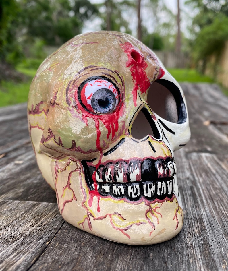 Custom Sculpt Hand Painted Skull (zombie Skull) “halloween 2025 ...