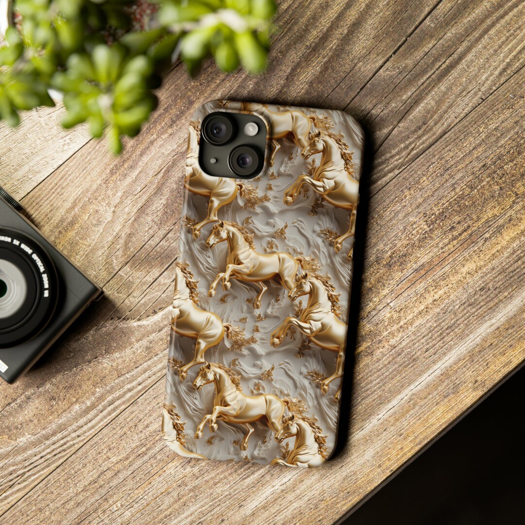 Solid Gold Detailed Herd of Horses Super Slim Phone Case - Etsy