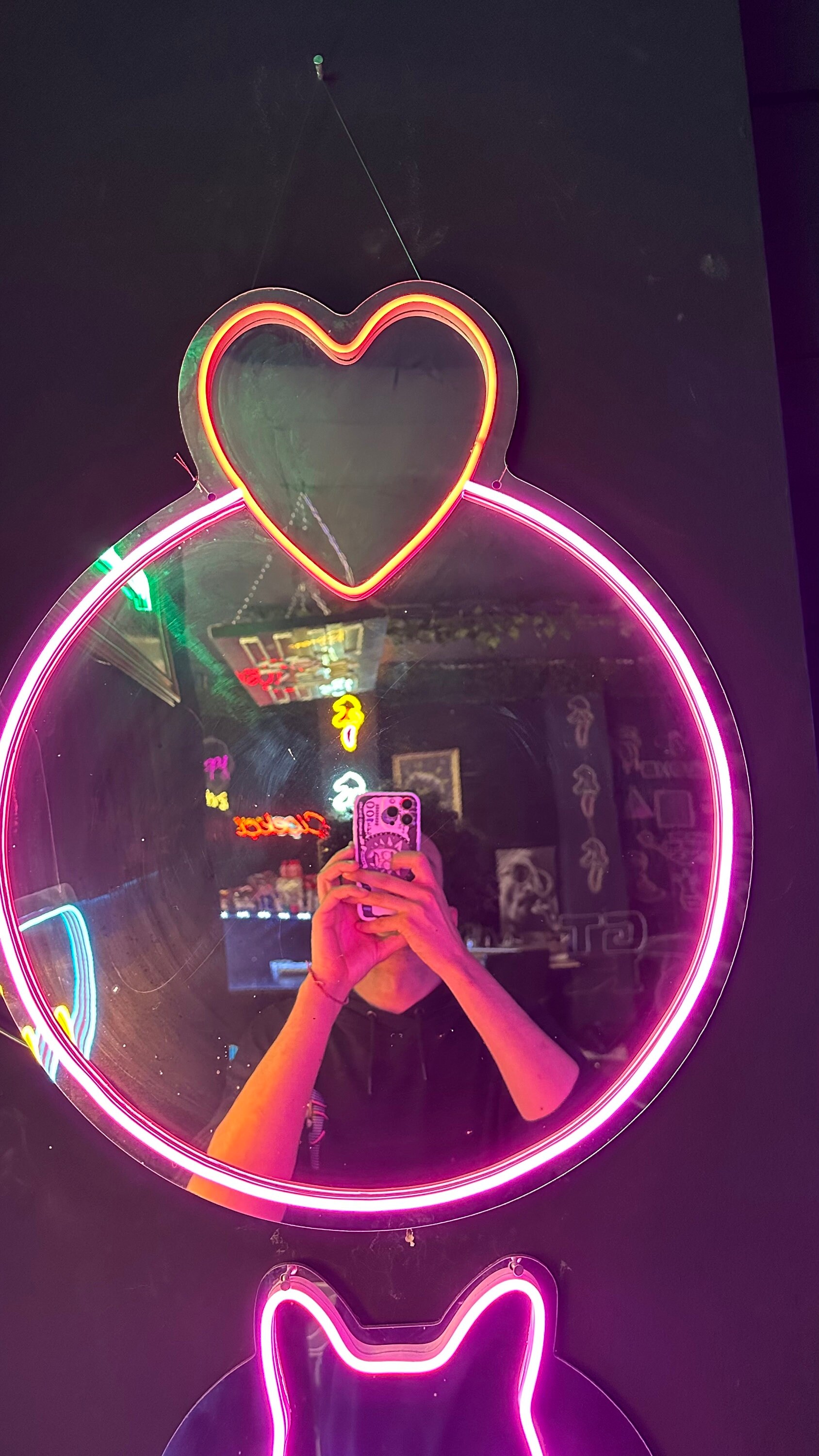 Heart Mirror Neon Sign Led Neon Sign Circle Heart Selfie Mirror Neon