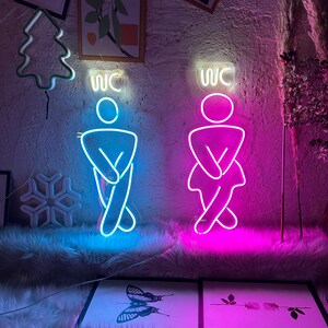 WC Restroom Neon Sign, Neon Sign for Coffee & Restaurant Bathroom ...