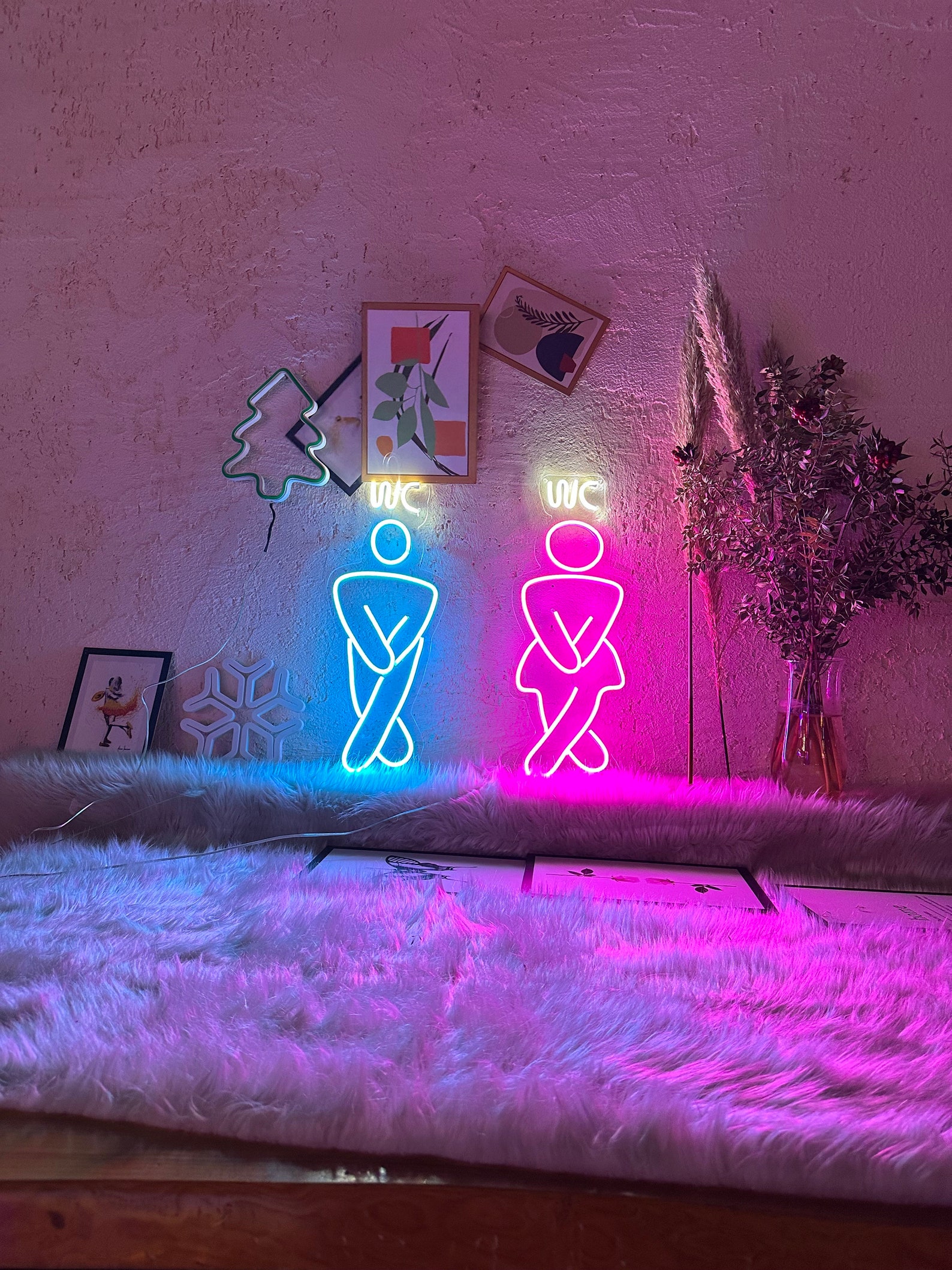 WC Restroom Neon Sign, Neon Sign for Coffee & Restaurant Bathroom ...