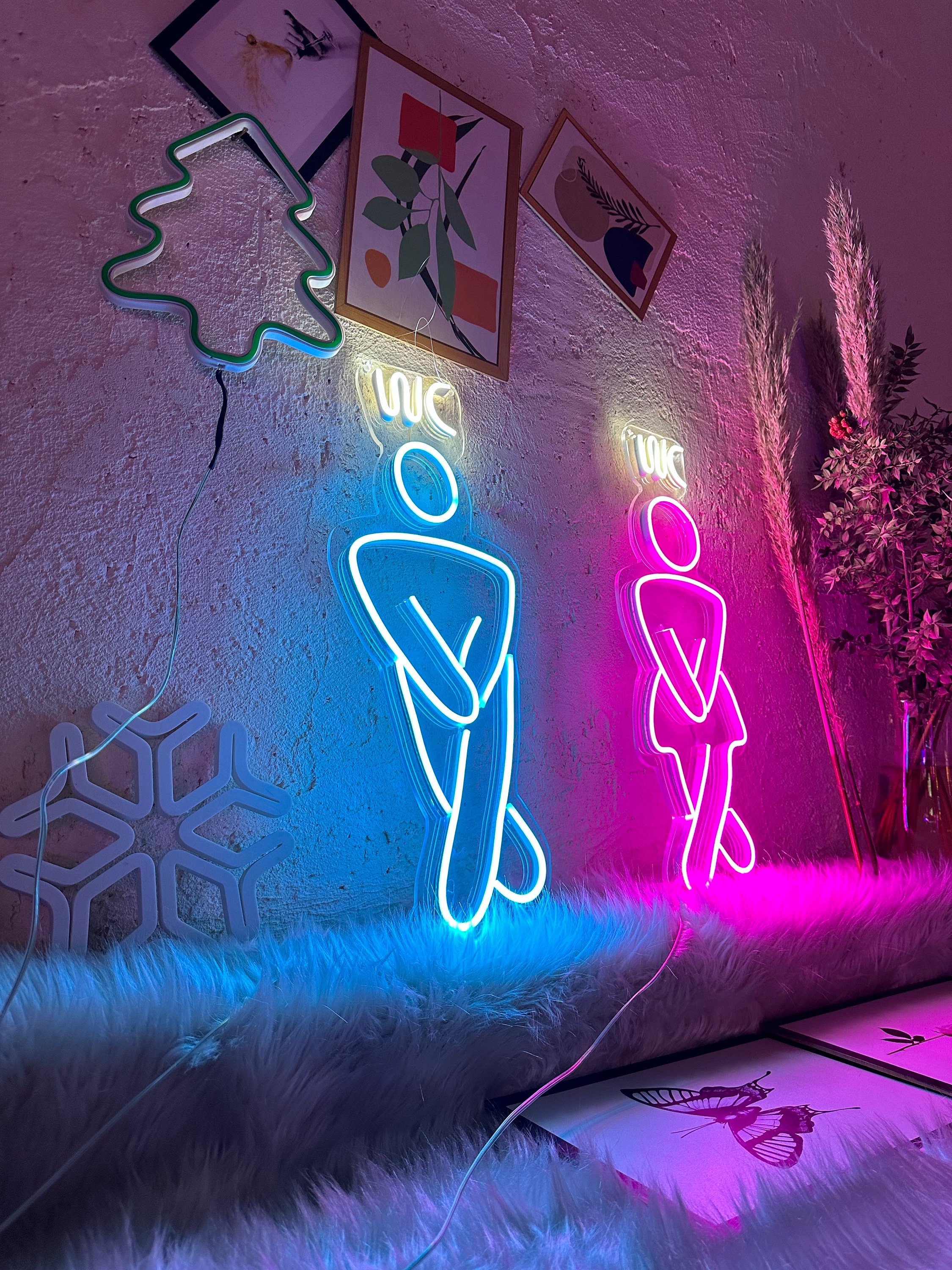 WC Restroom Neon Sign, Neon Sign for Coffee & Restaurant Bathroom ...