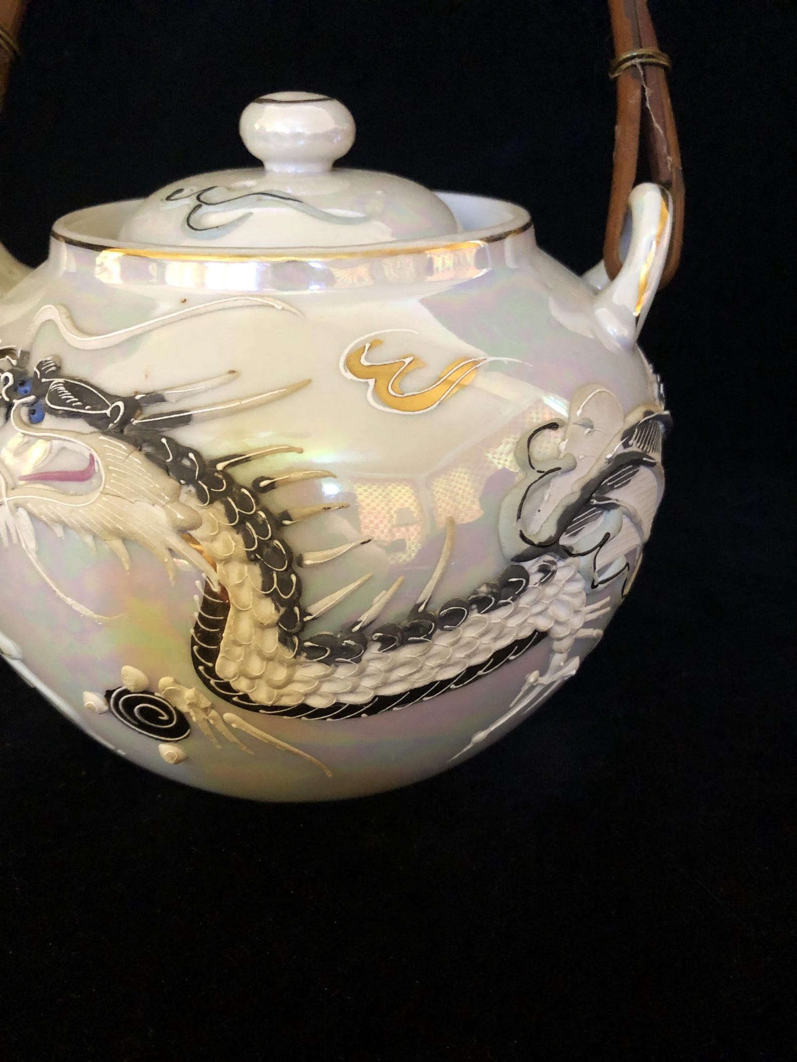 Vintage Japanese Iridescent Dragon Teapot - Etsy