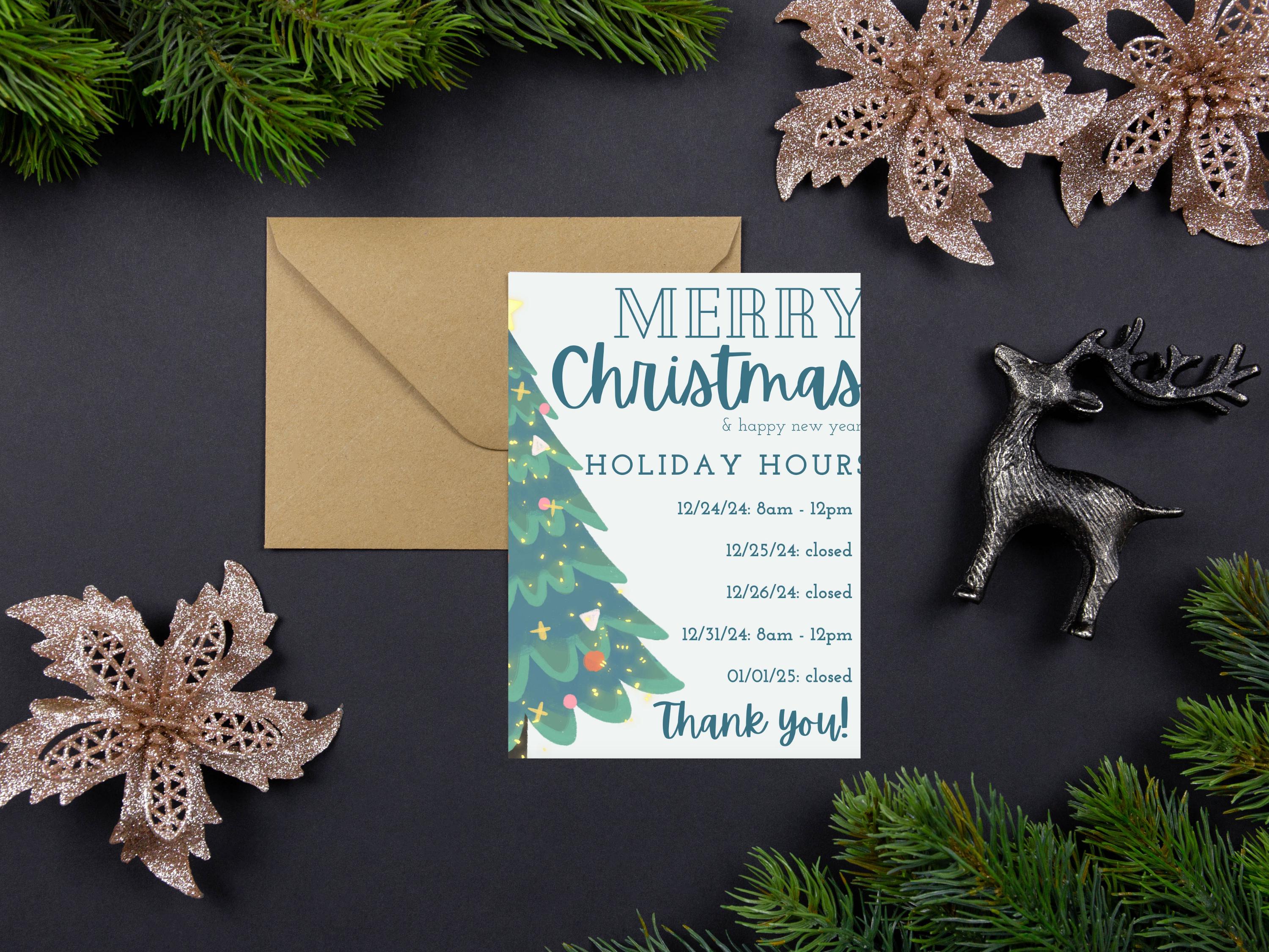 Editable Holiday Hours Template in Canva: Festive Flexibility for Your Business! - Etsy