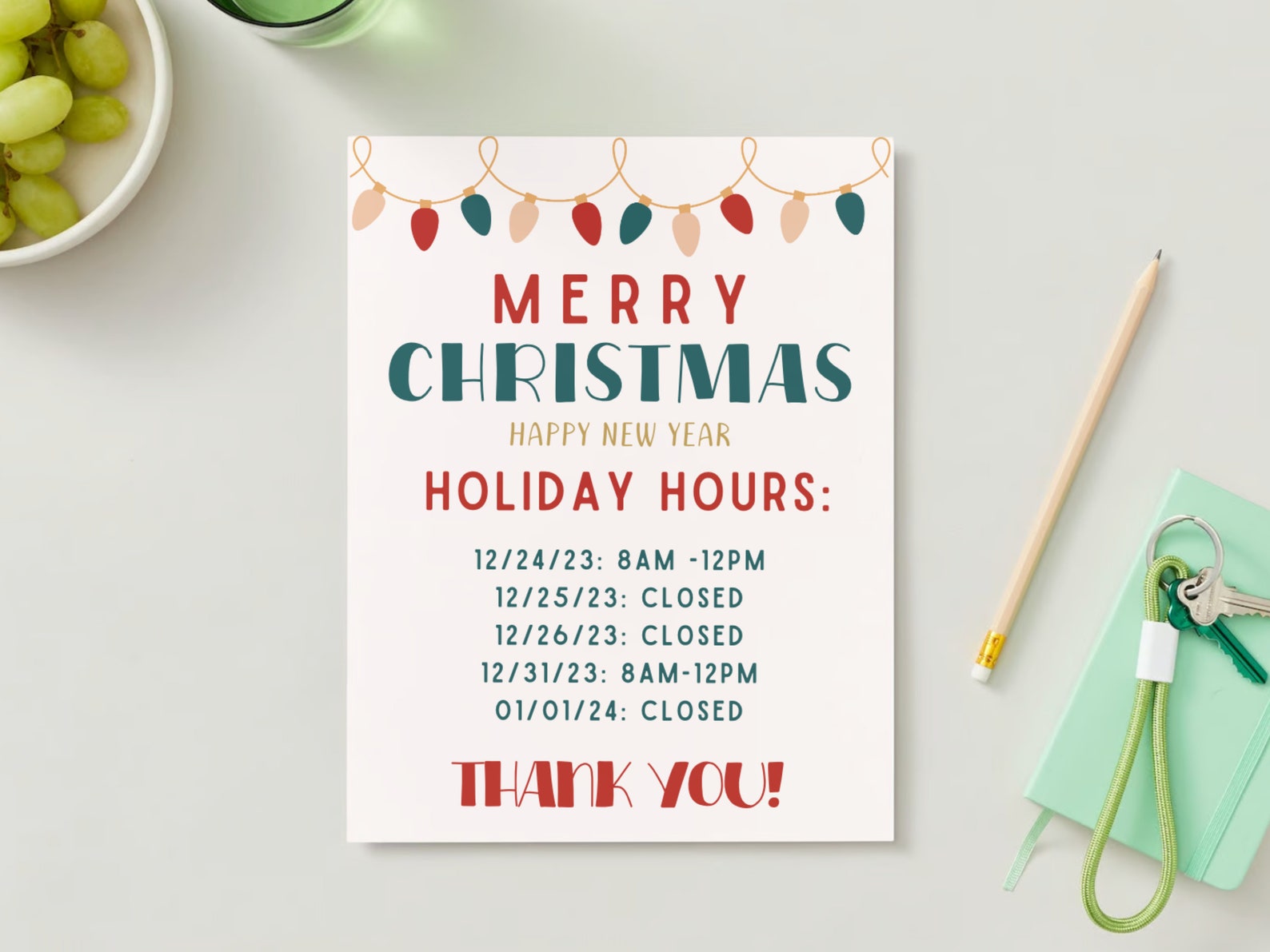 Editable Holiday Hours Template in Canva: Festive Flexibility for Your ...