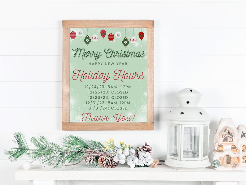 Editable Holiday Hours Template in Canva: Festive Flexibility for Your ...