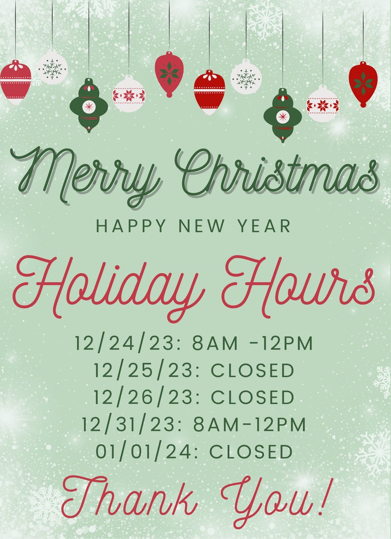 Editable Holiday Hours Template in Canva: Festive Flexibility for Your Business! - Etsy