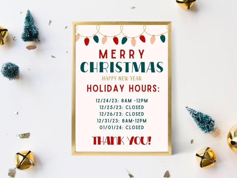 Editable Holiday Hours Template in Canva: Festive Flexibility for Your ...