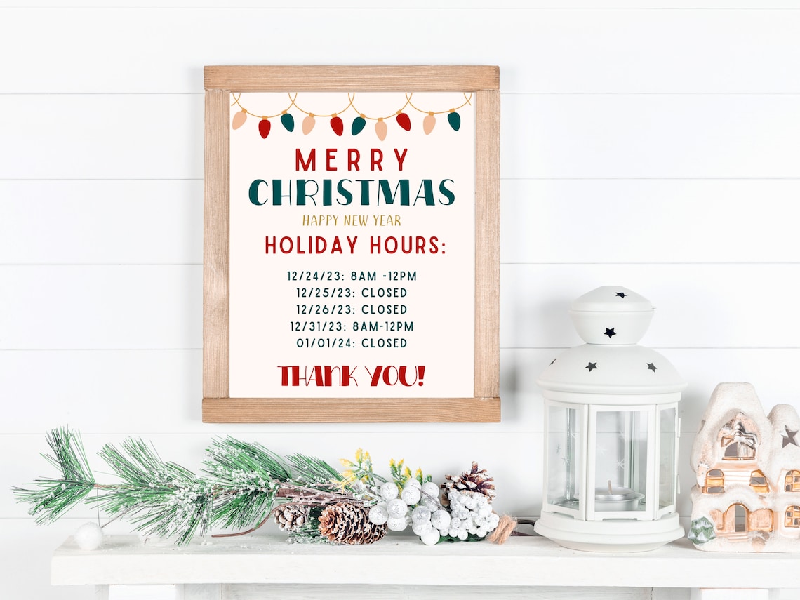 Editable Holiday Hours Template in Canva: Festive Flexibility for Your Business! - Etsy