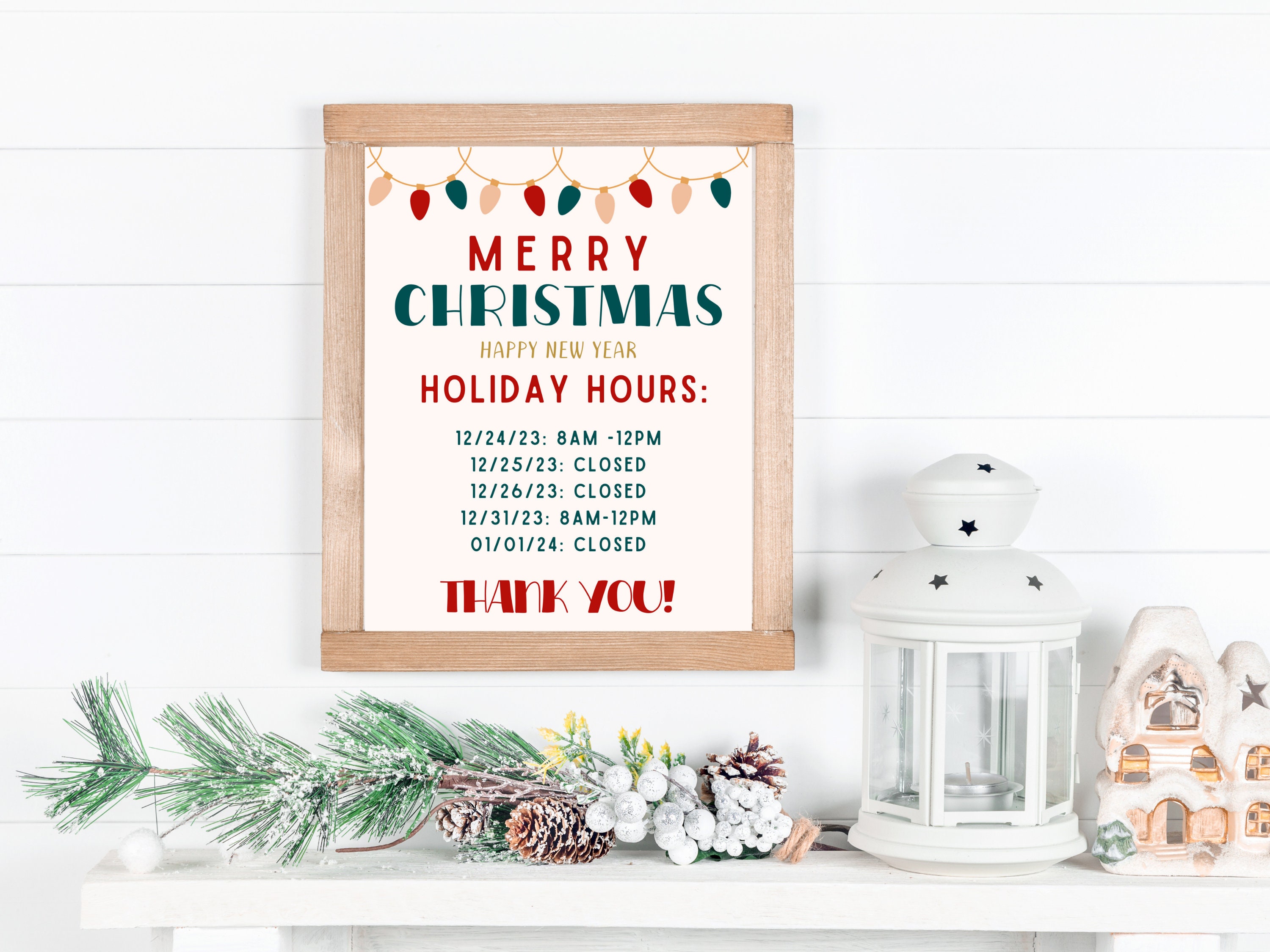 Editable Holiday Hours Template in Canva: Festive Flexibility for Your ...