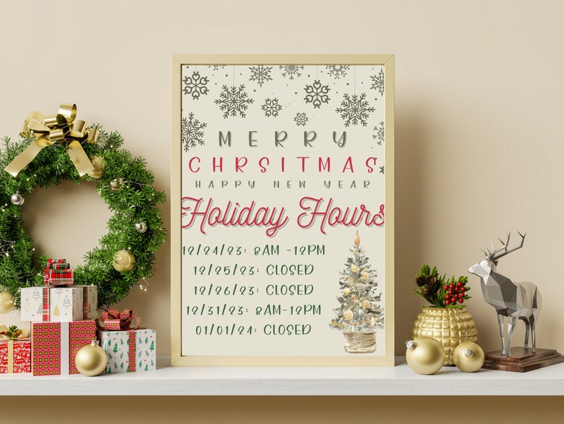 Editable Holiday Hours Template in Canva: Festive Flexibility for Your ...