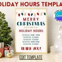 Editable Holiday Hours Template in Canva: Festive Flexibility for Your ...