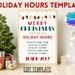 Editable Holiday Hours Template in Canva: Festive Flexibility for Your Business! - Etsy