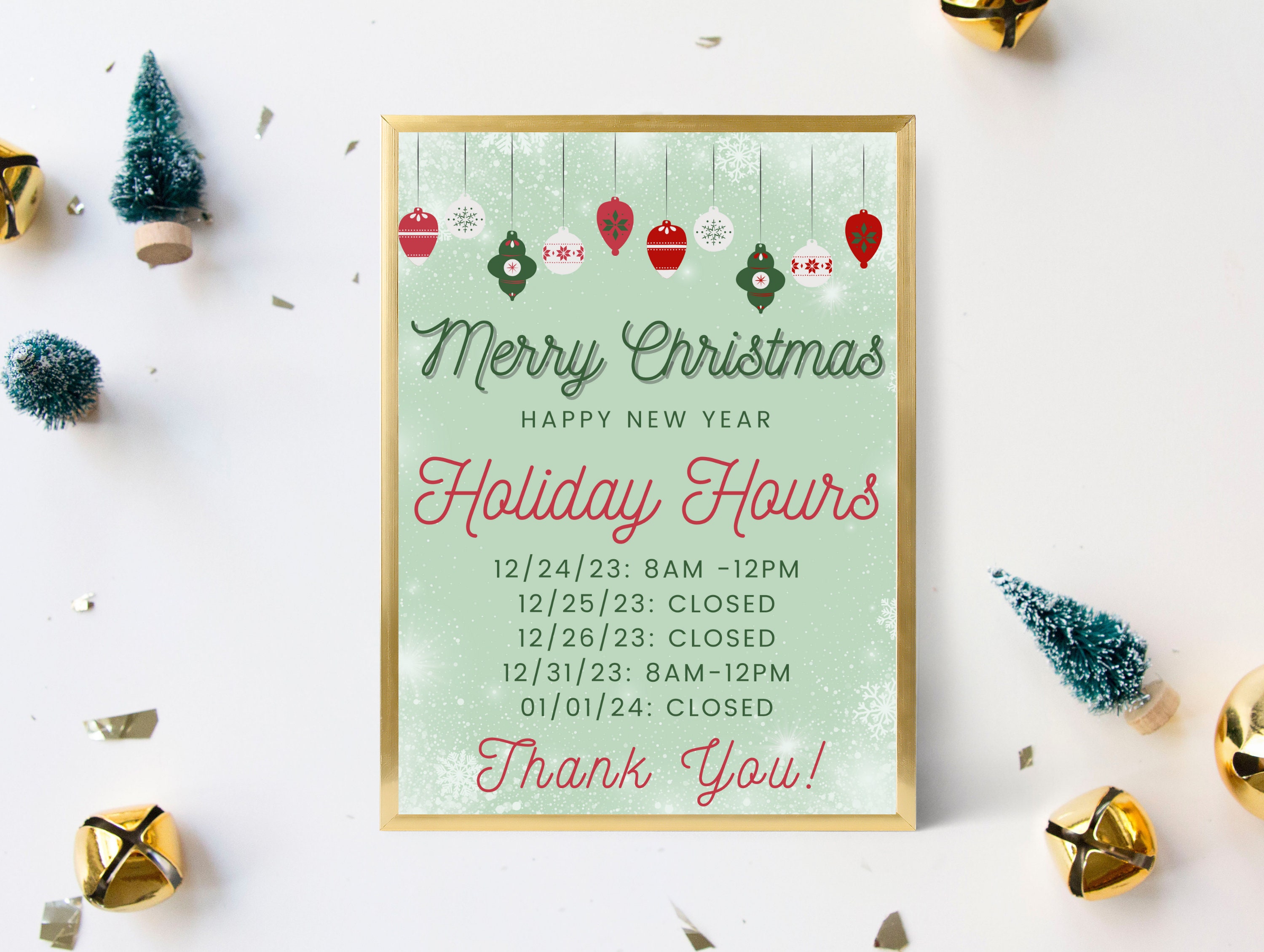Editable Holiday Hours Template in Canva: Festive Flexibility for Your ...