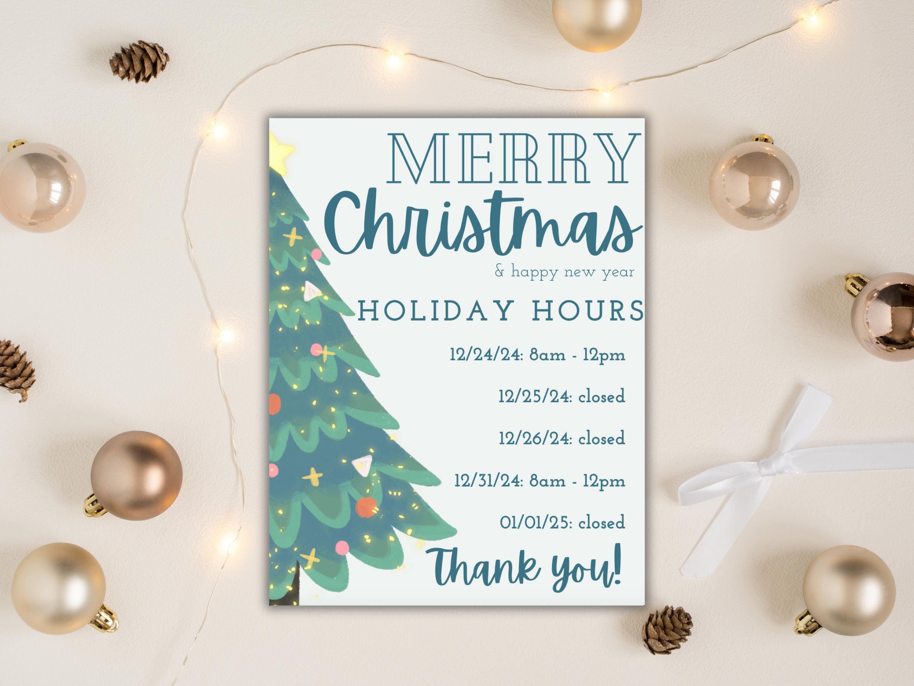 Editable Holiday Hours Template in Canva: Festive Flexibility for Your Business! - Etsy