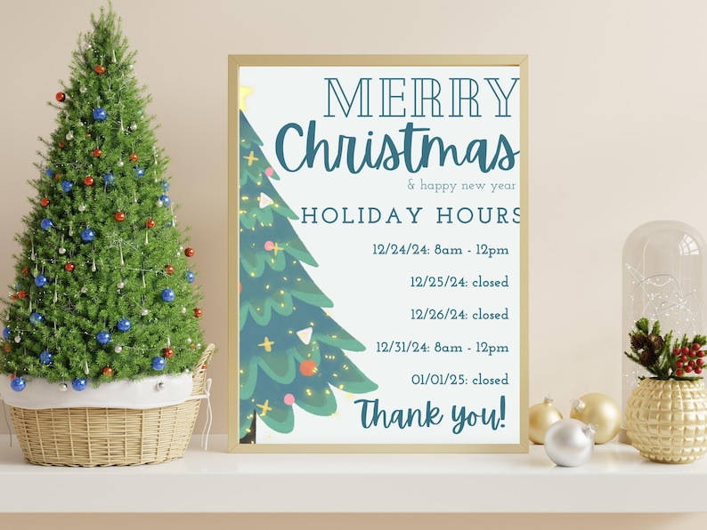 Editable Holiday Hours Template in Canva: Festive Flexibility for Your Business - Etsy