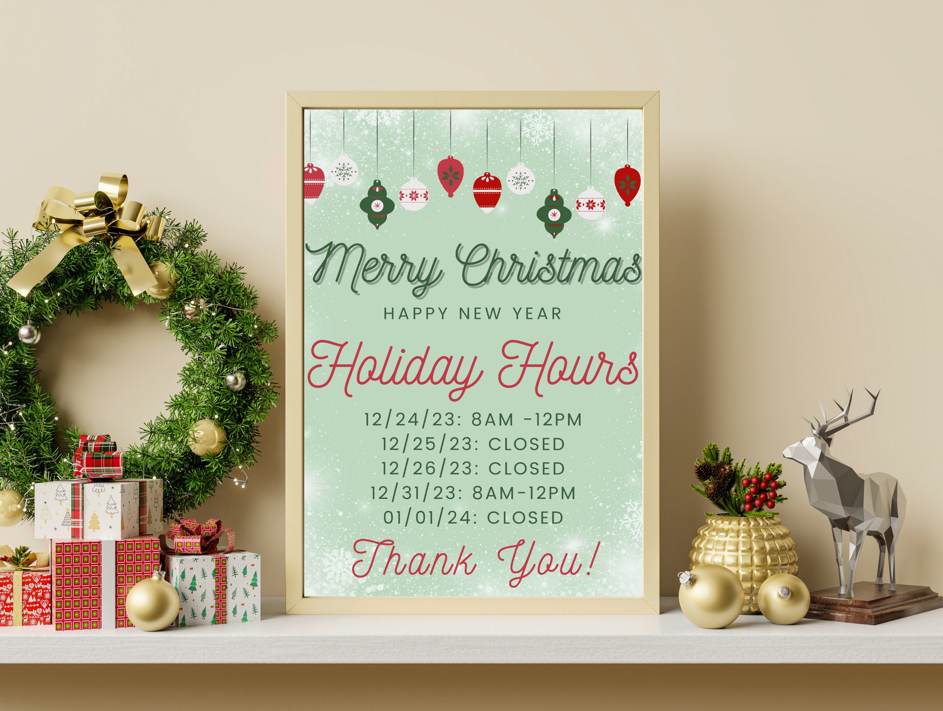 Editable Holiday Hours Template in Canva: Festive Flexibility for Your Business! - Etsy