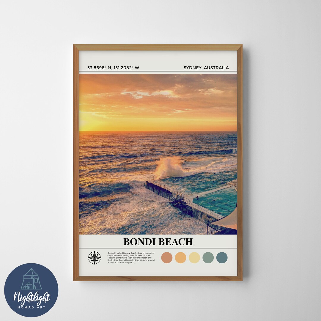 Australia Bondi Beach Sydney Digital Oil Painting | Australia Wall Art ...