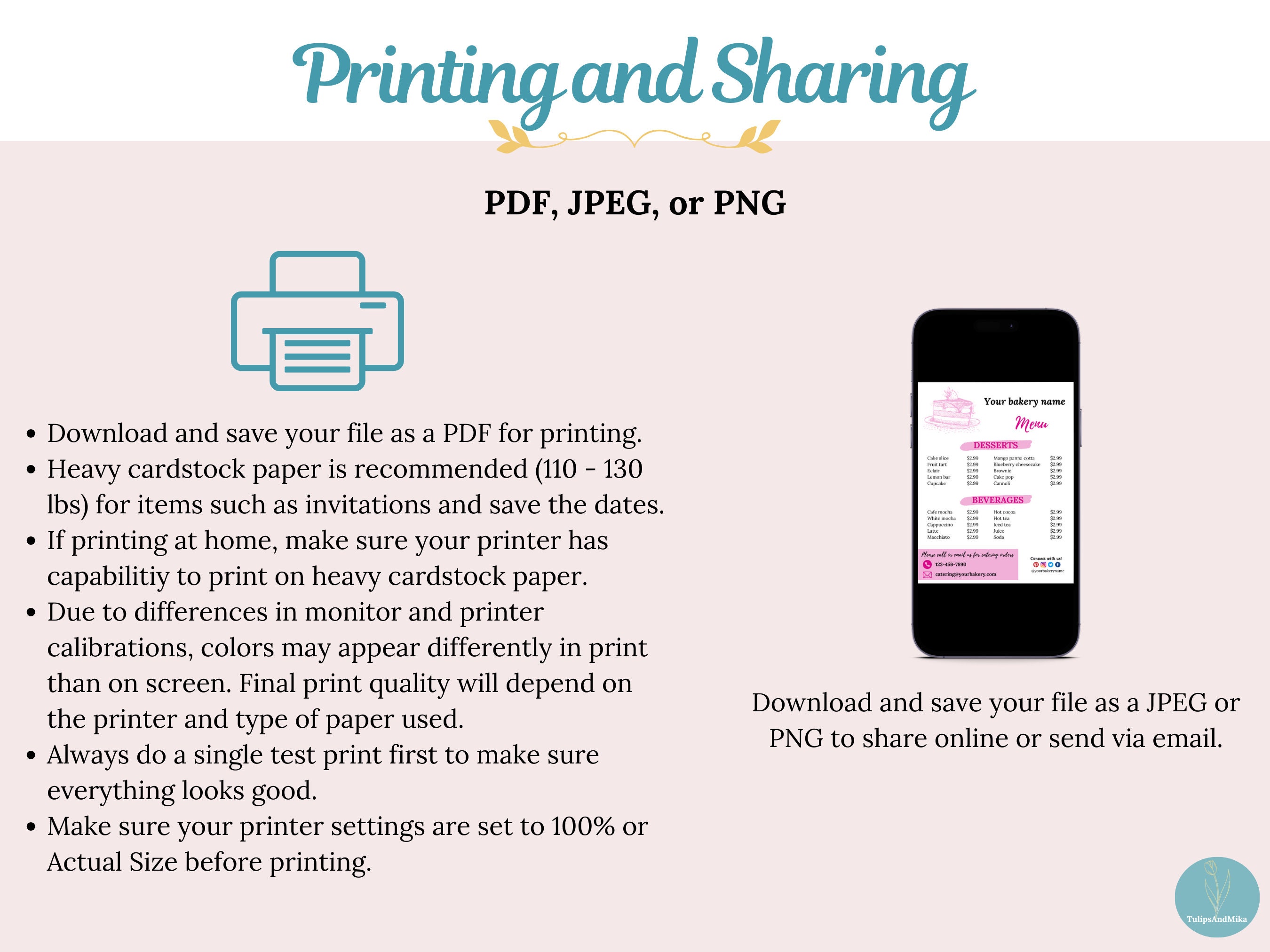 Pink Bakery Menu Editable Template 8.5x11 - Etsy