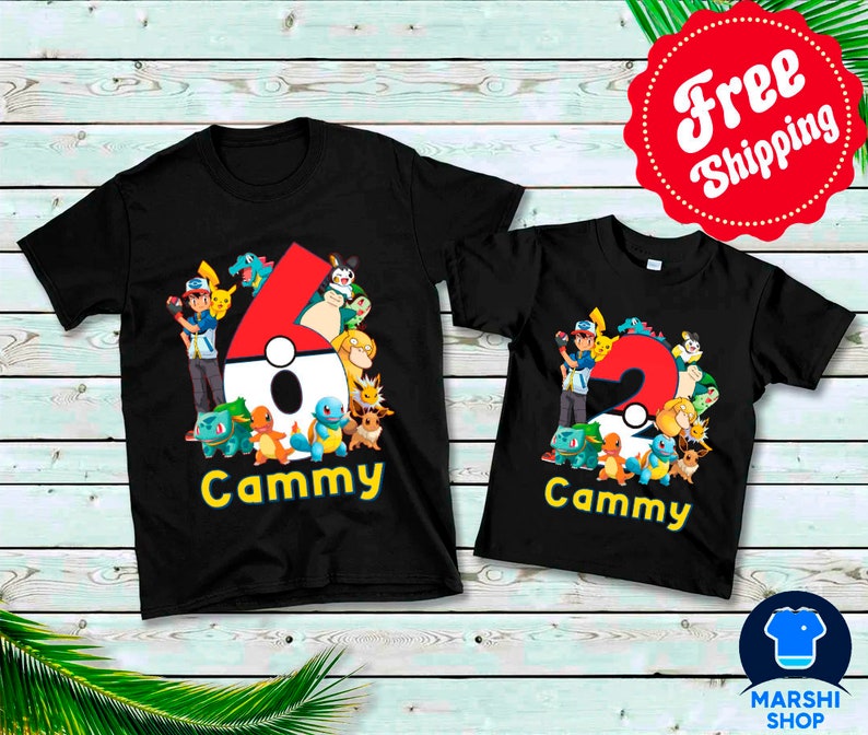 Personalized Pokemon Birthday Shirt, Gift for Kids, Fun Pokemon Shirt ...