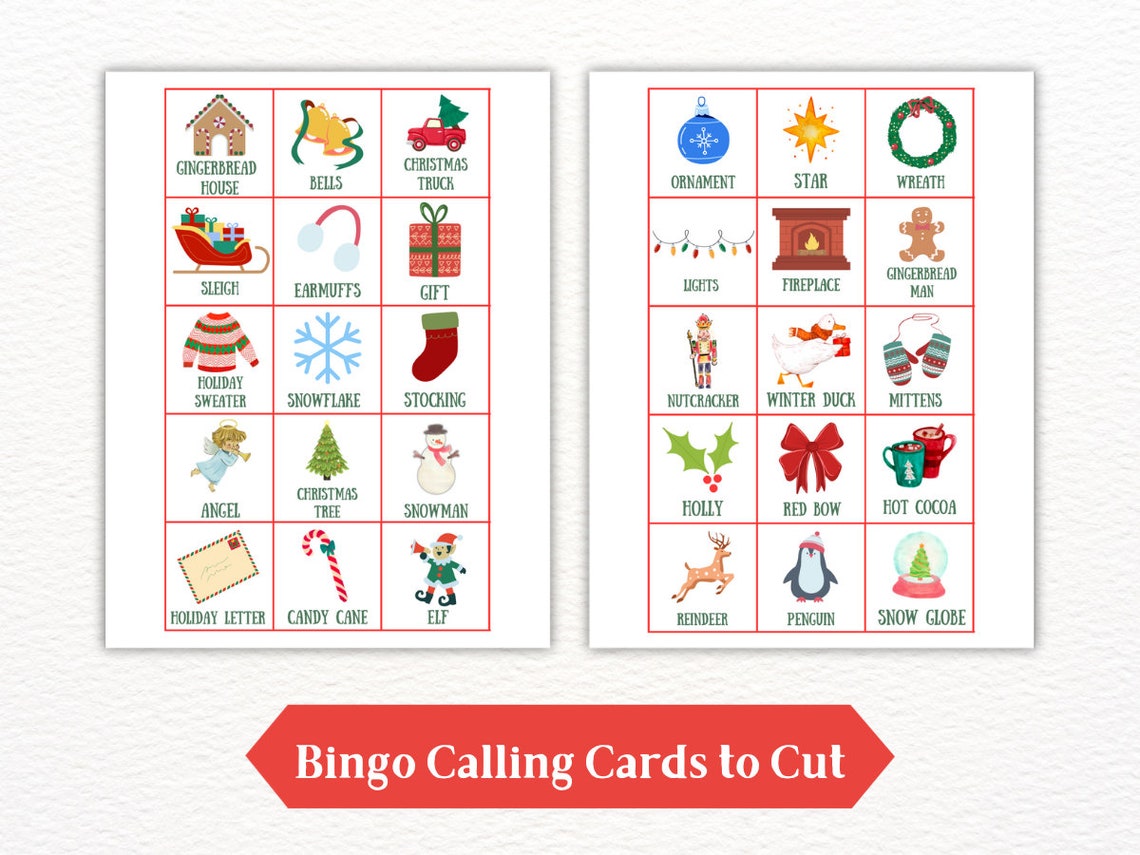 Christmas Bingo Game With 50 Printable Bingo Cards for Christmas Party ...